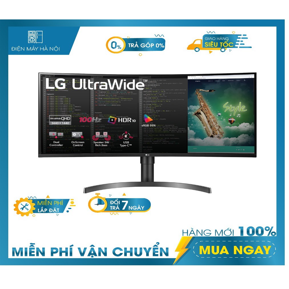 Lg 35WN75C-B 35 Curved Gaming Monitor" UltraWide QHD 5ms 100Hz VA ...