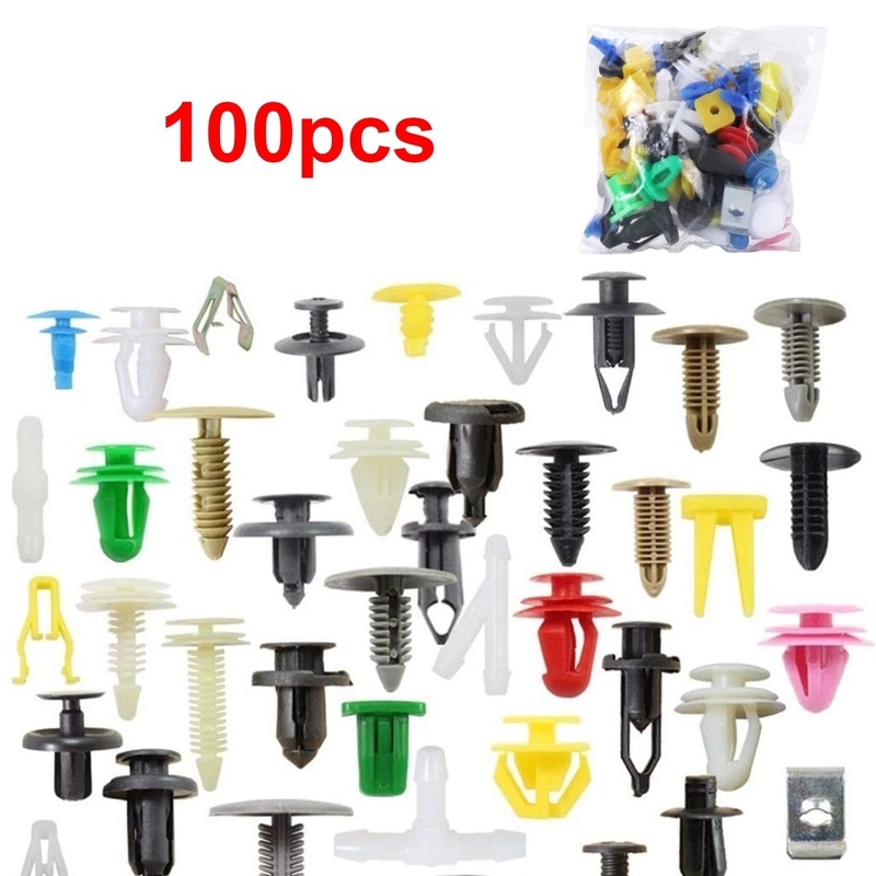 100Pcs Universal Plastic Bumper Rivet Fastener Set /Push Type Mixed ...