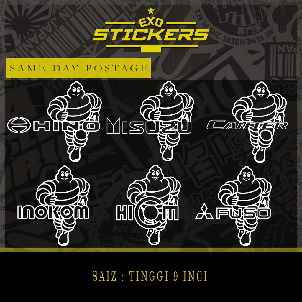 Sticker Cutting Logo Michelin Isuzu Hino Inokom Hicom Fuso Canter ...