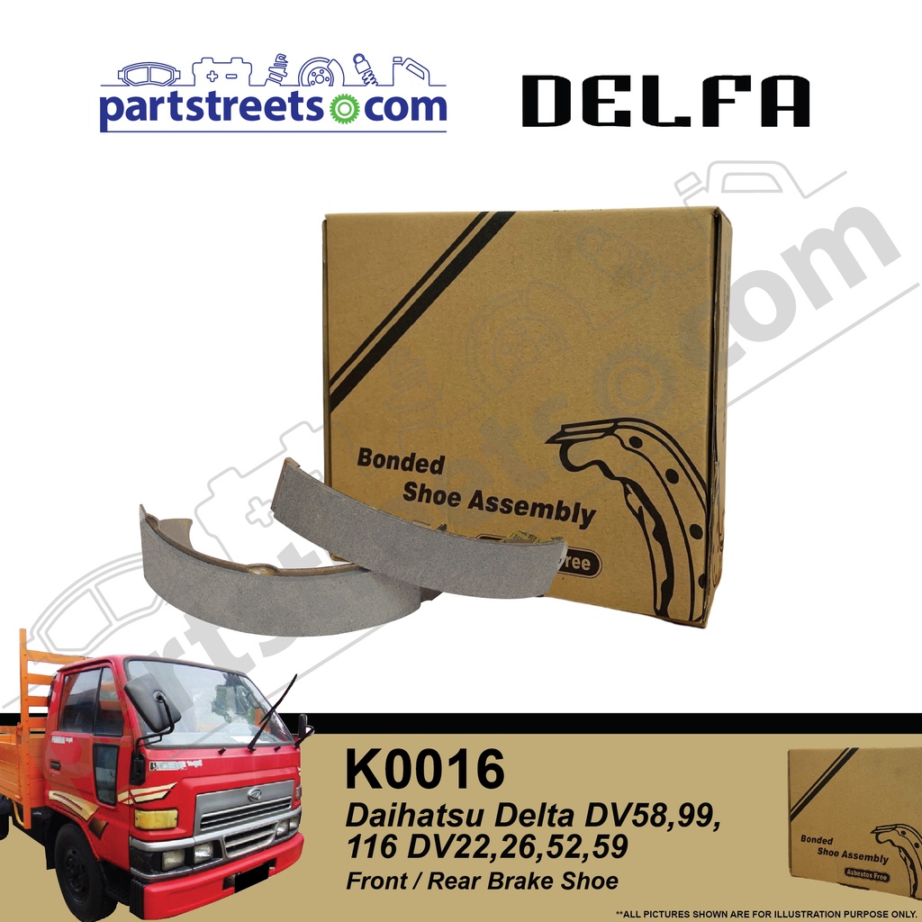 DELFA Brake Shoe - Daihatsu Delta DV 58, 99, 116 - K0016 (1 set) | Shopee Malaysia