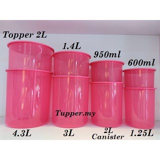 *600ml 2pcs*Tupperware One Touch Topper & Canister Pink Series OT 600ml/1.25L/950ml/1.4L/2L/3L/4 ...