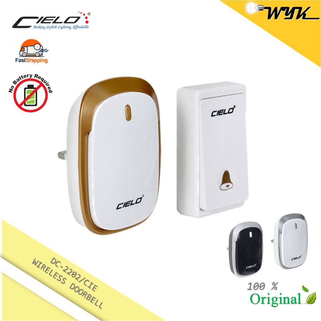 Cielo DC-2202 Digital Wireless Door Bell W/O Battery -Silver/Black/Gold ...