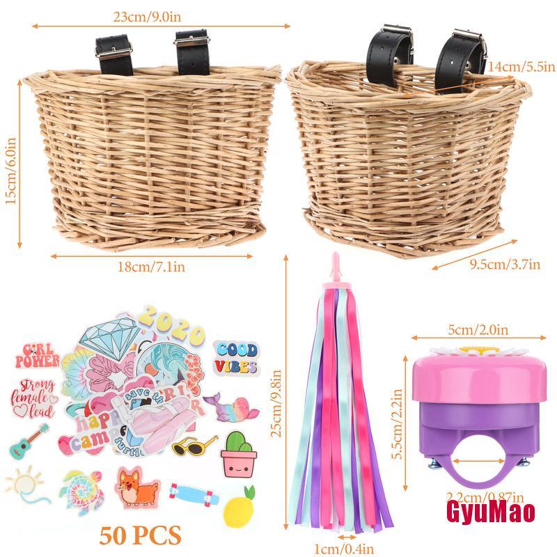 [hGUMO] Kid's Bicycle Basket with Colorful Bike Streamers Bell and Stickers HDY | Shopee Malaysia