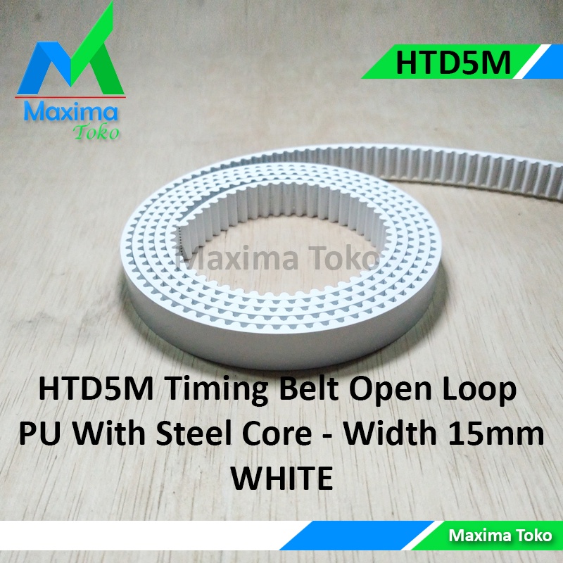 HTD5M Timing Belt Open Loop PU Polyurethane Steel Core HTD 5M Width 15mm Pitch 5mm White Per ...