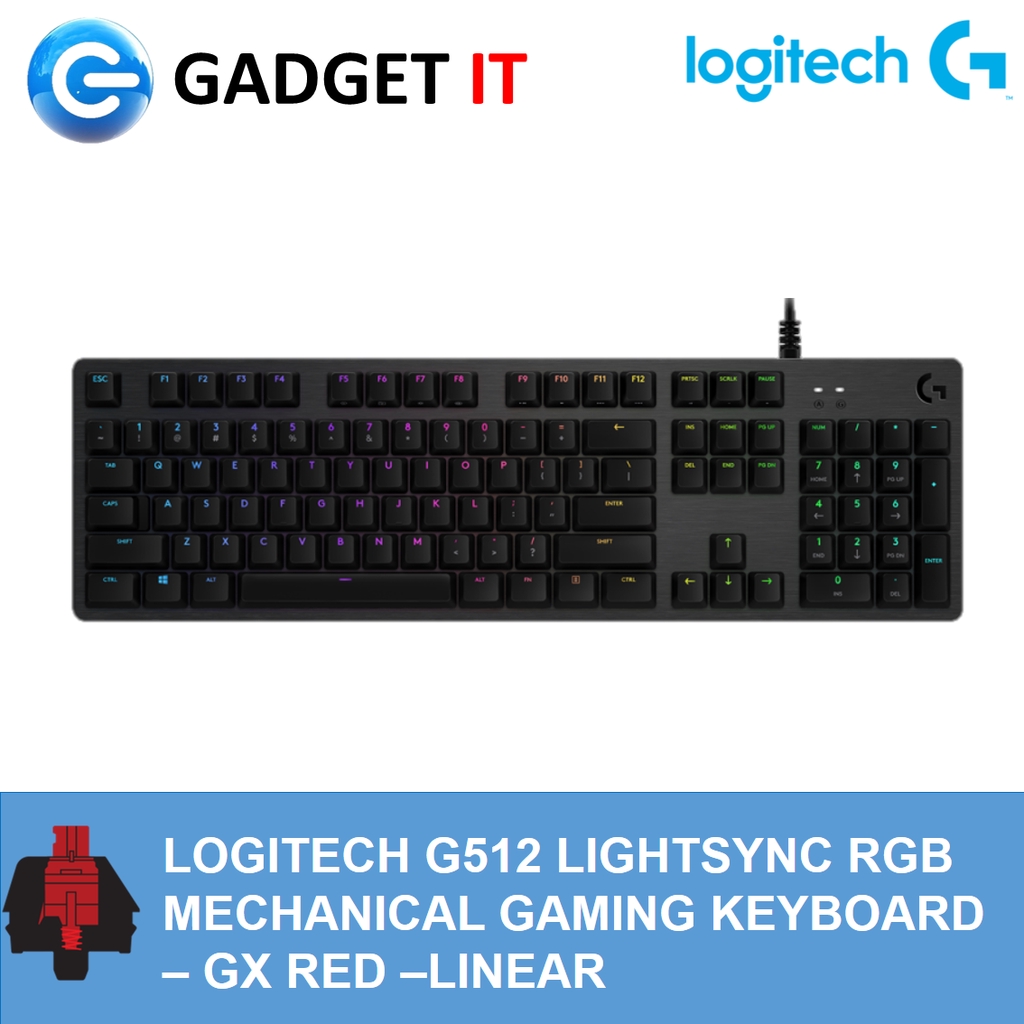 LOGITECH G512 CARBON RGB MECHANICAL GAMING KEYBOARD-GX RED-LINEAR/GX ...