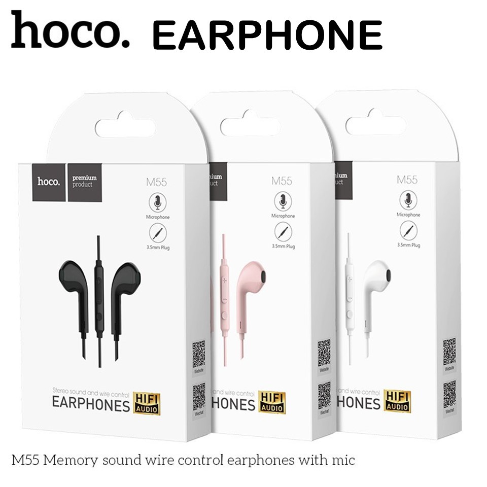 ( HOCO M55 ) Microphone 3.5mm Plug Wired Earphone In-Ear Stereo Earbud ...