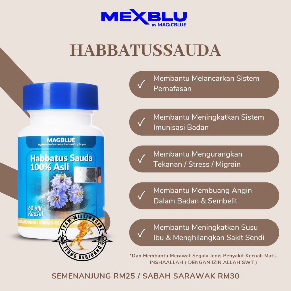 Habbatus Sauda Magic Blue / Mexblu Kapsul Original HQ Lulus KKM (400mg ...
