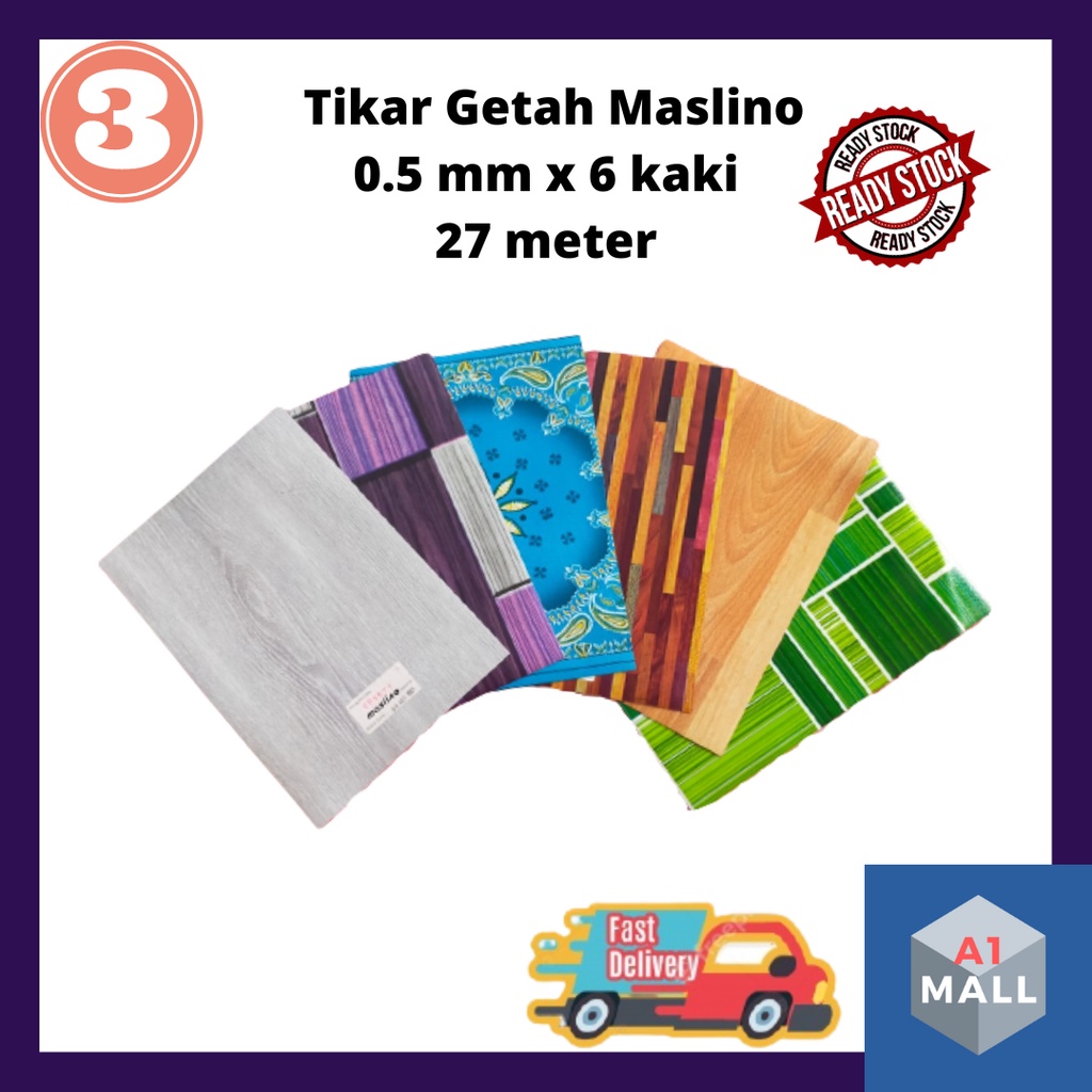 TIKAR GETAH MASLINO TEBAL [ 0.5 mm x 6 kaki, panjang: 27 meter satu ...