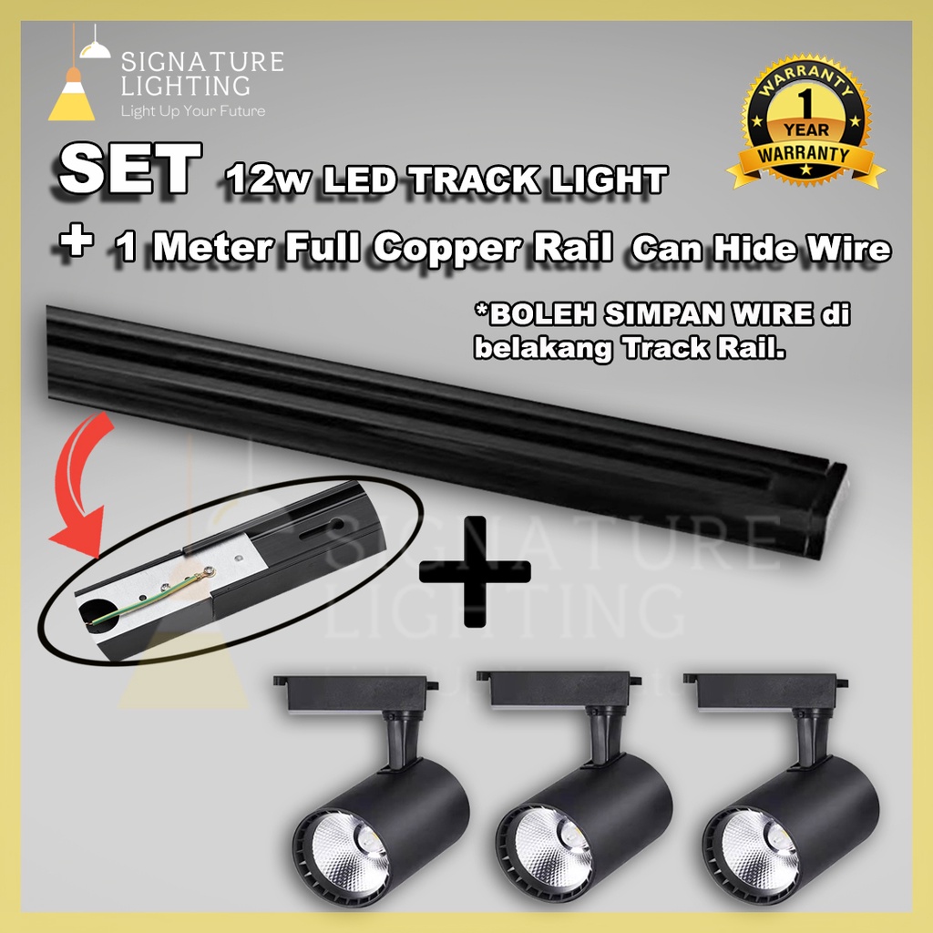 [ SET ] Led Track light With 1Meter Rail Track (Full Copper Can Hide ...