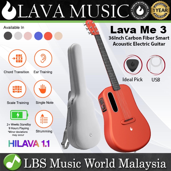Lava Me 3 36" Carbon Fiber Smart Acoustic Electric Guitar with ...