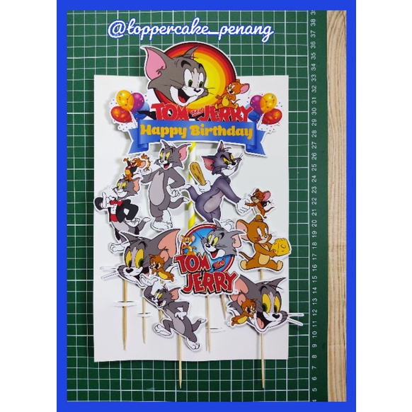 Tom and Jerry Happy Birthday Decoration Set Cake Topper for Birthday ...