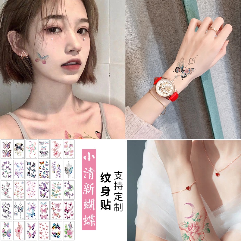 30 Pcs/ Set Butterfly Tattoo Stickers Female Ins Style Arm Girl Heart ...