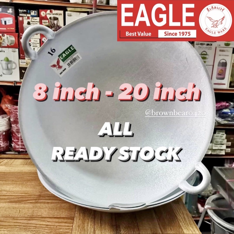 【Cap Helang】EAGLE Double Handle unpolished Aluminium Kuali Kwali Goreng ...