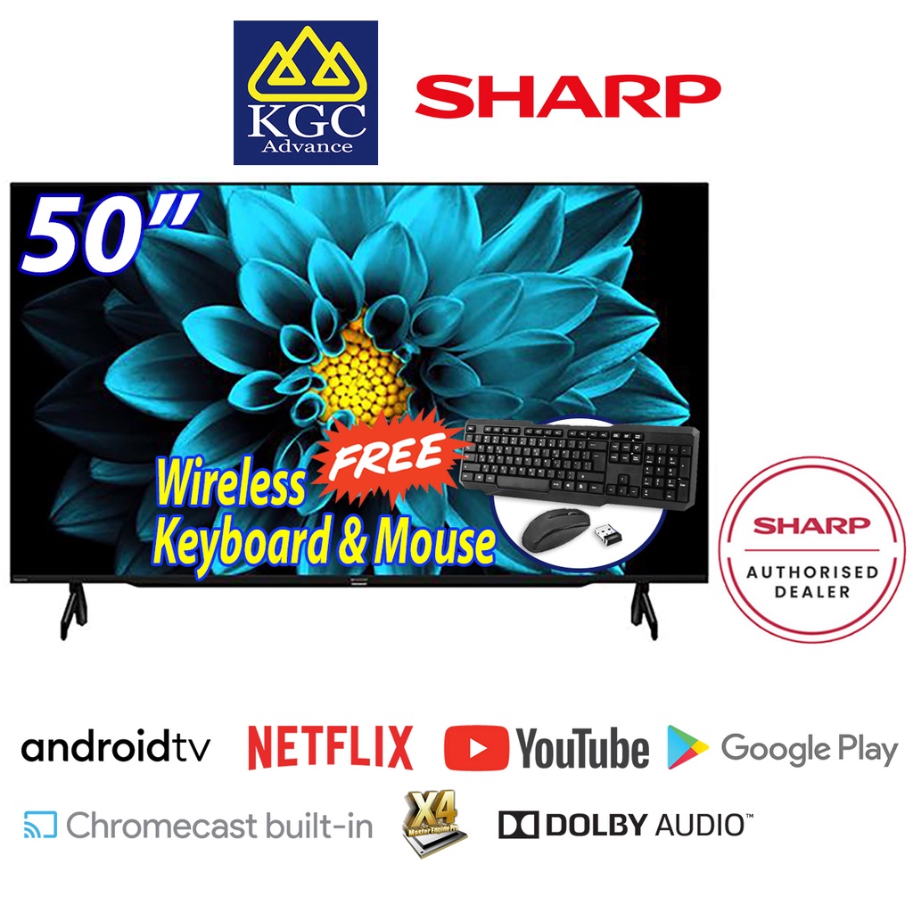 Sharp 4K UHD Android TV (50") [Free Wireless Keyboard & Mouse] | Shopee ...