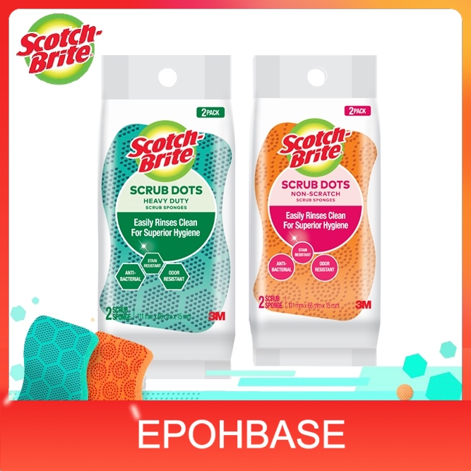 3M Scotch-Brite Scrub Dots Heavy Duty Scrub Sponge 1pcs + Scrub Dots ...