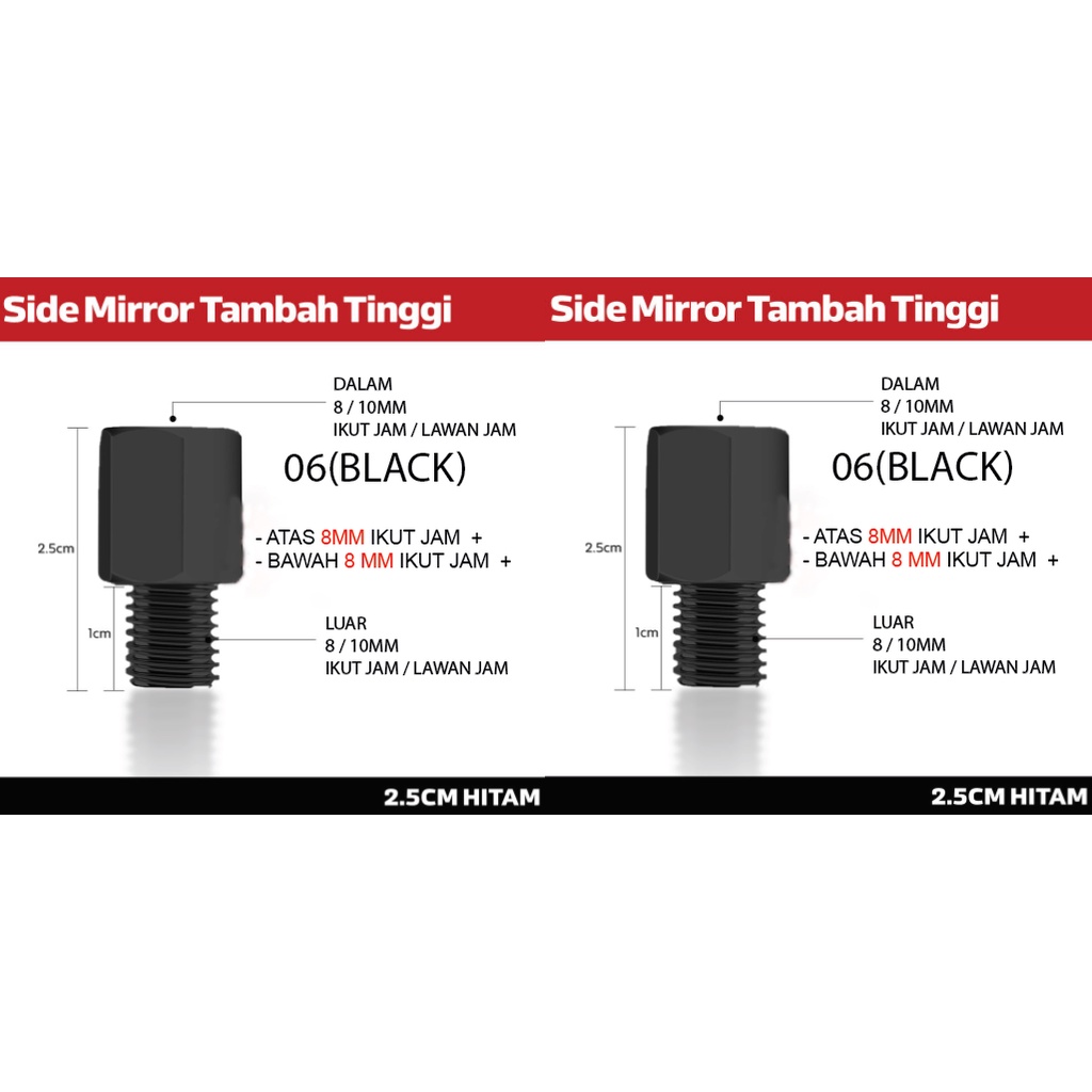 25mm Motorcycle Side Mirror Adapter Bolts Screw HONDA YAMAHA 1PCS ...