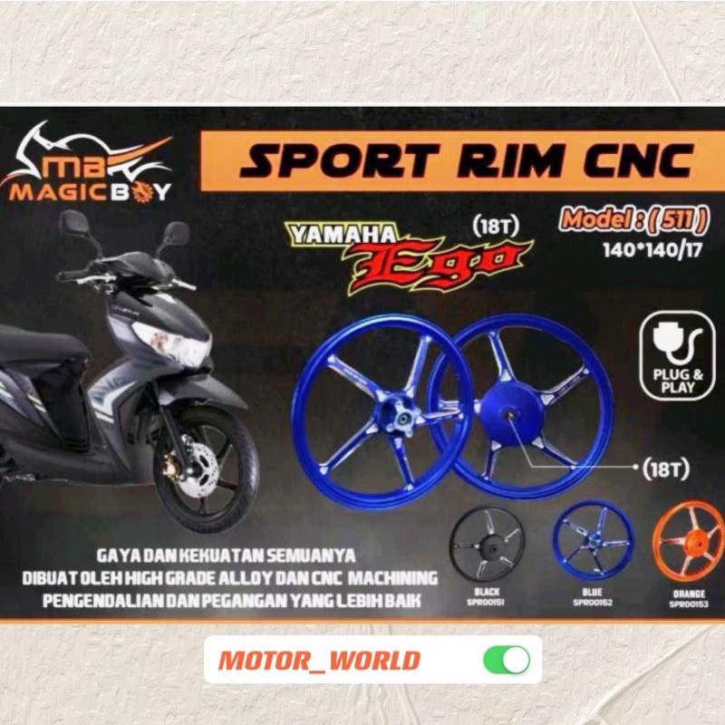SPORT RIM CNC 511 (MAGIC BOY) EGO/S EGO S FI MATTE BLACK | Shopee Malaysia