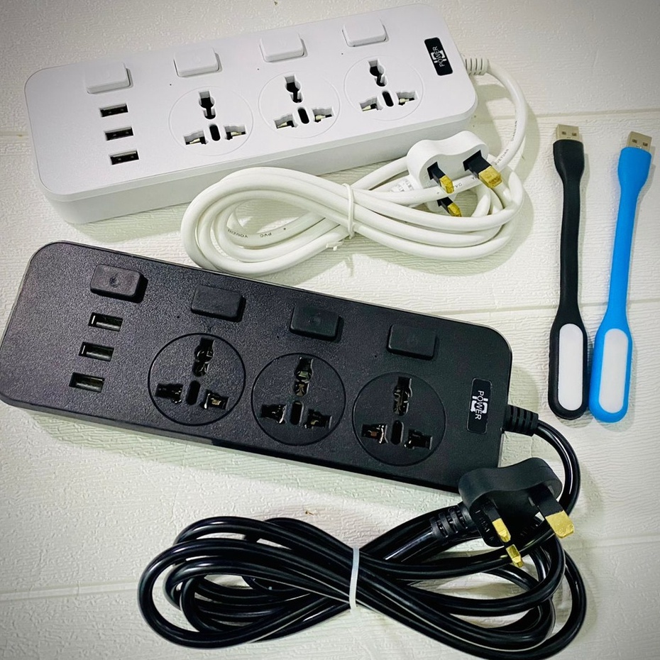 UNIVERSAL EXTENSION CABLE PLUG SOCKET 2.1A - 2M/5M ‖ 3 USB 3 SOCKET ...