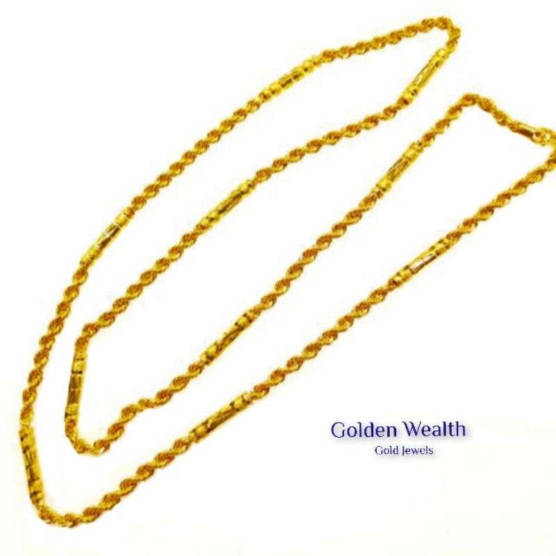 916 Gold Rope Chain With Pipe Rantai Leher Emas Tulen 916 | Shopee Malaysia