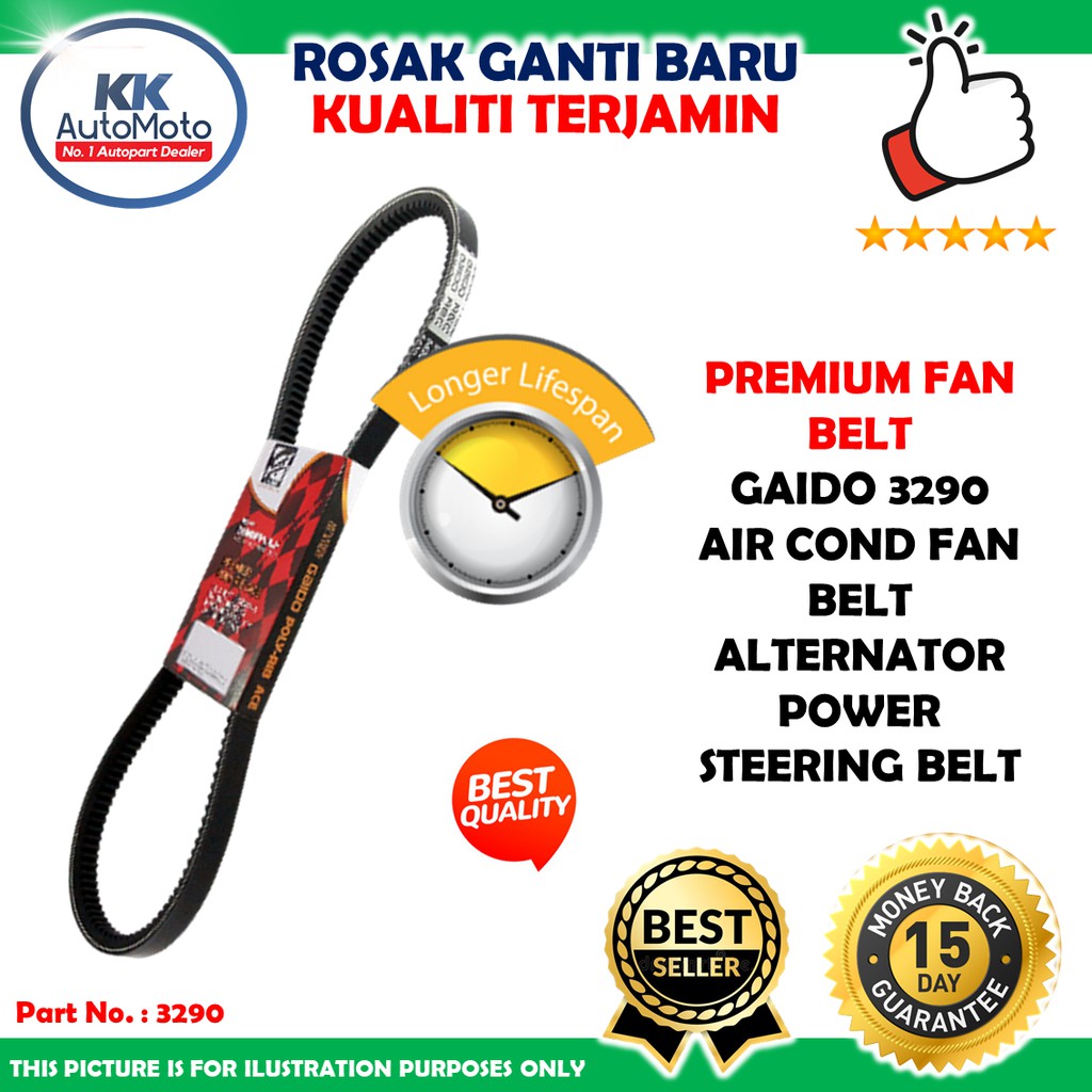Premium Fan Belt GAIDO - 3290 - Air Cond Fan Belt Alternator Power ...
