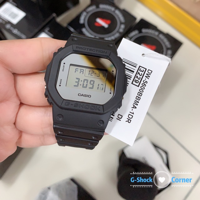 Casio GSHOCK Silver Metallic Mirror Face Black Band Watch DW5600 ...