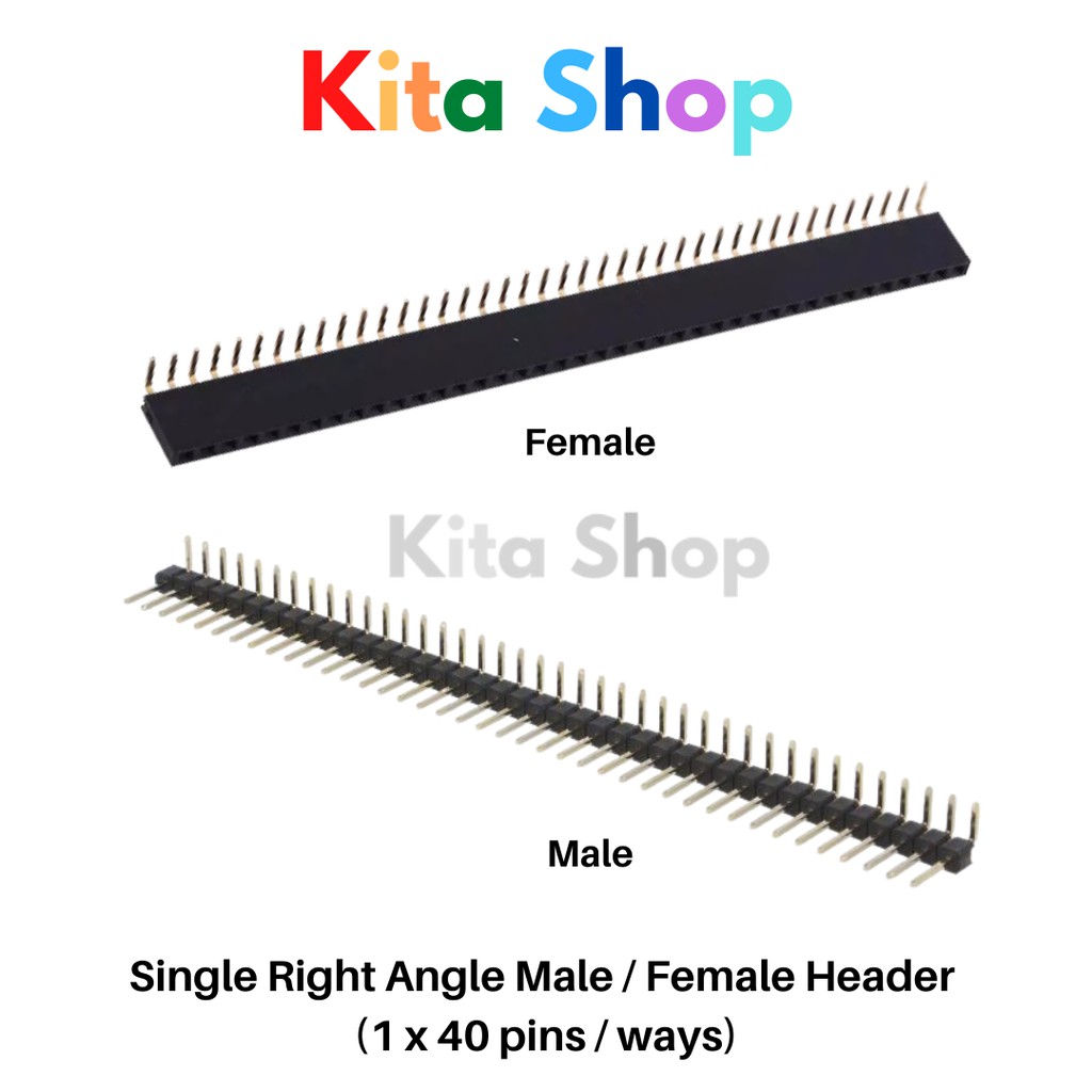 Single Right Angle Male / Female Header (1 x 40 pins/ways) | Shopee ...