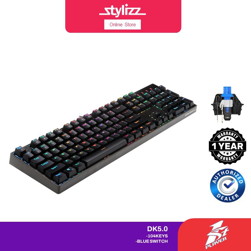 1ST PLAYER DK 5.0 USB Wired RGB Full 104 Keys Gaming Mechanical ...
