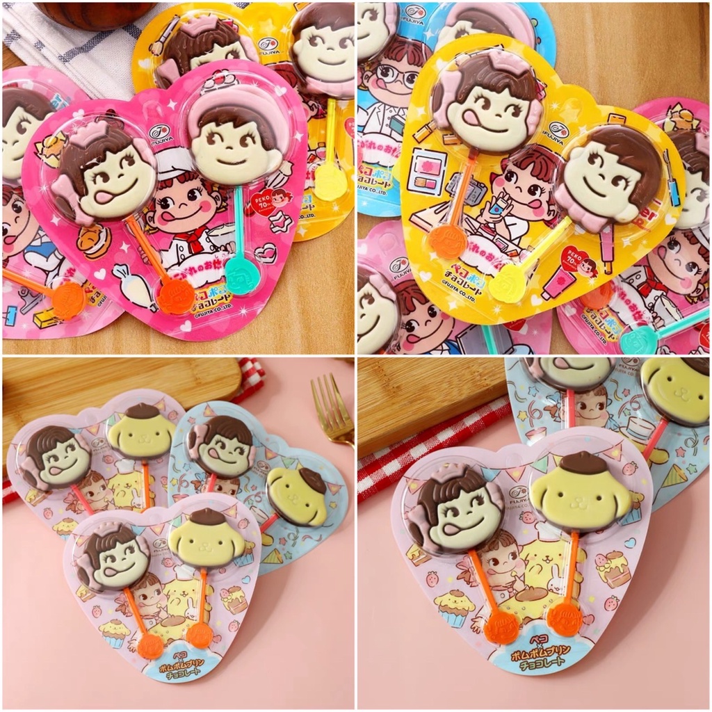 Japan Fujiya Double Bar Chocolate Milk Girl Flavor Lollipop Strawberry ...