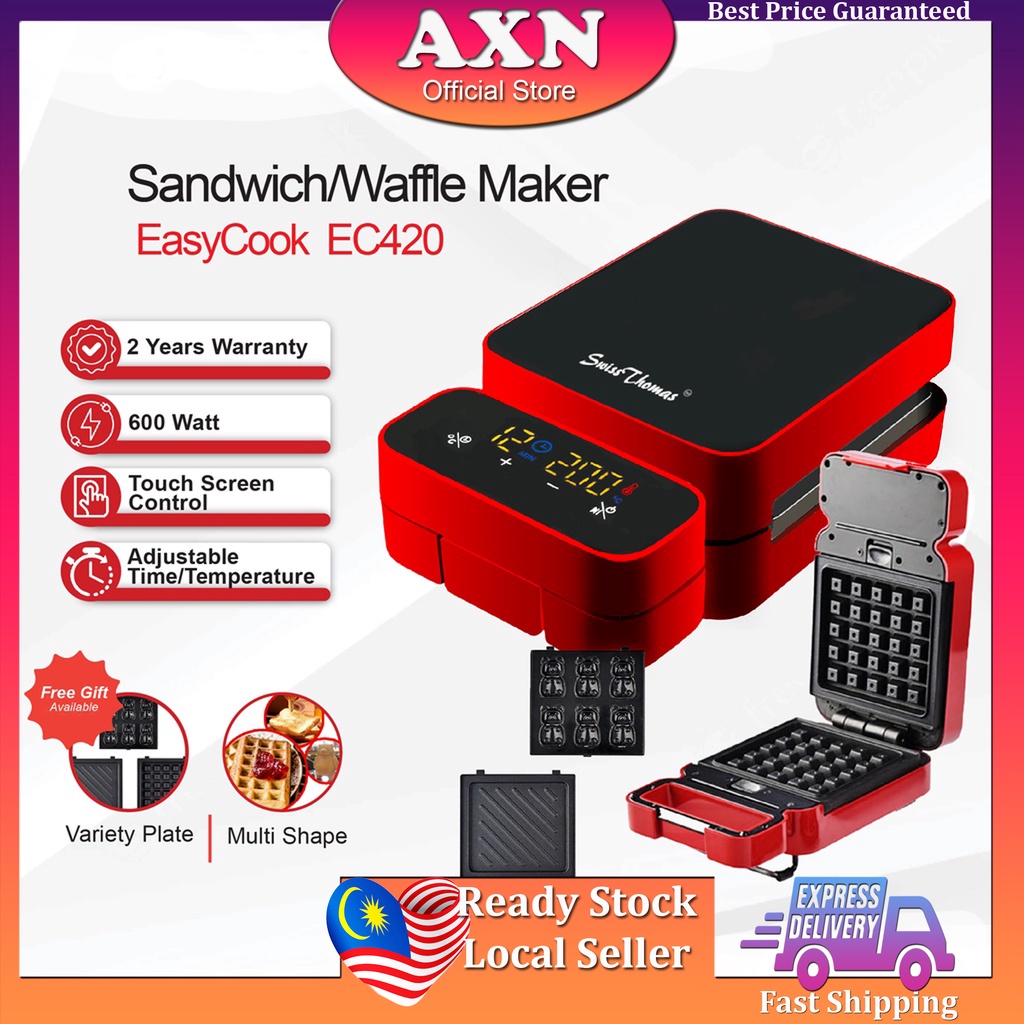 AXN Sandwich Waffle Maker Multi Function Digital Touch Screen Breakfast ...