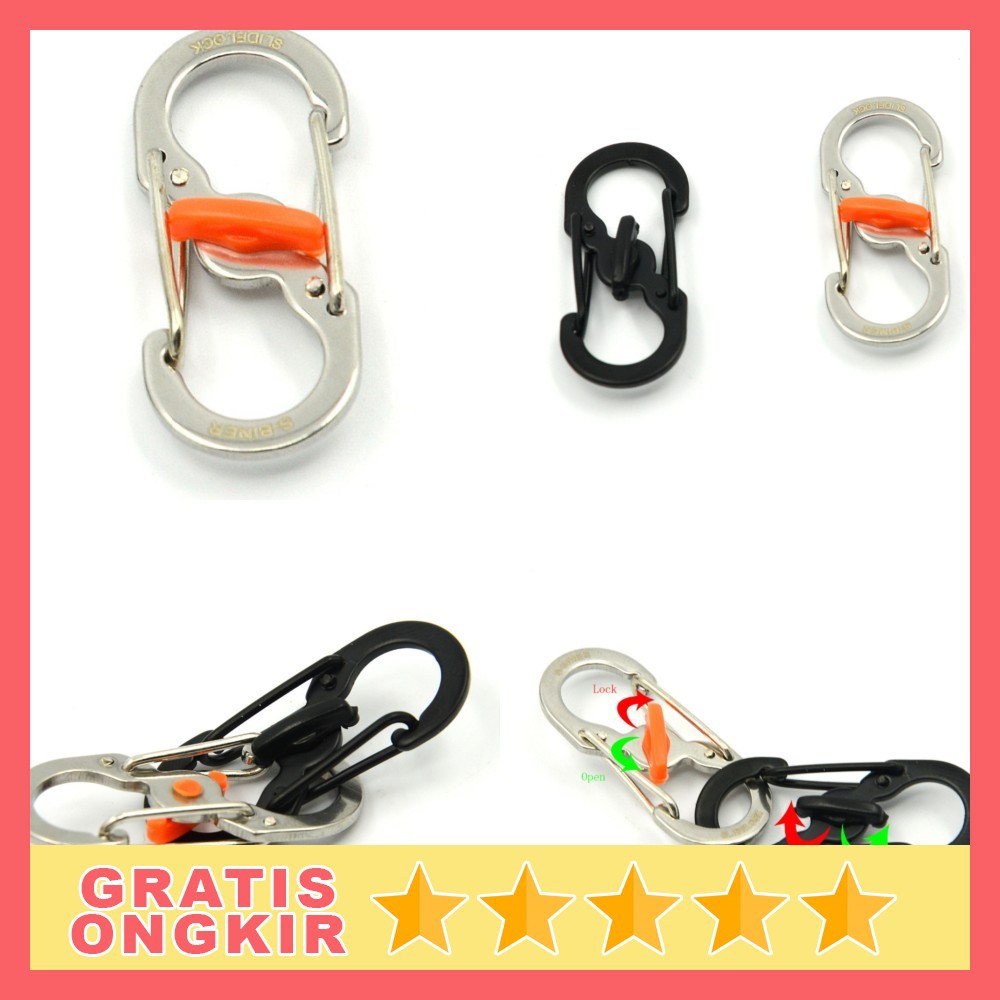 Metal S Hayu -@ Biner Carabiner Metal Spring Hook - S1217 - Silver ...