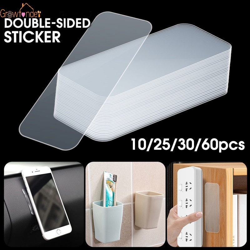 10/25/30/60Pcs Square Double Sided Tape/ Transparent Non-marking Strong ...