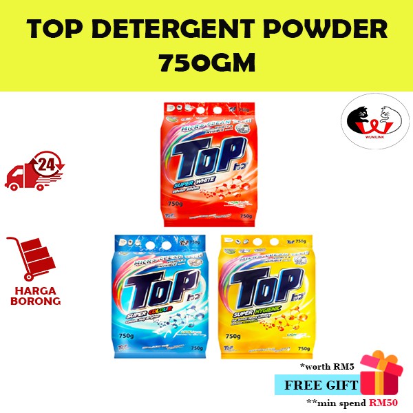 TOP Detergent Powder/Sabun Serbuk Pencuci Baju [750GM] - Super White ...