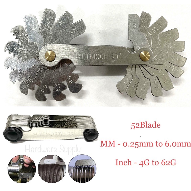 Screw Pitch Gauge 52blade MM & INCH / Thread Gauge / Screw Pitch Gauge ...