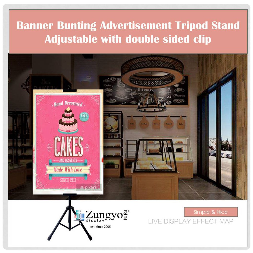 Banner Bunting Poster Stand Adjustable size with double sided clip ...