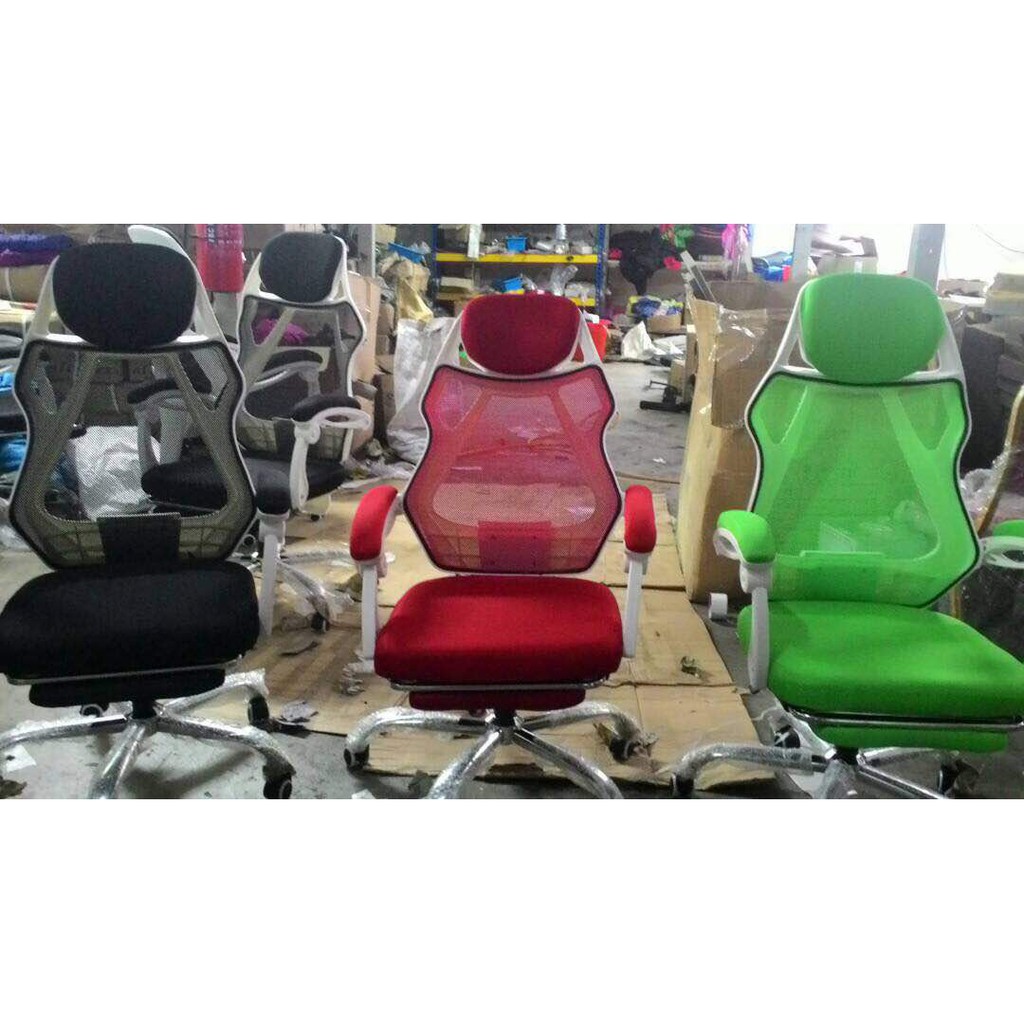 Ergonomic Mesh Back Rest Recliner Office Chair With Foot Rest | Shopee ...