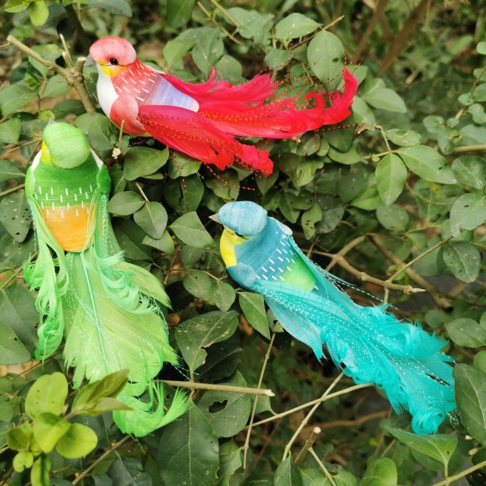 Cute Artificial Decoration Bird Model DIY Artificial Sparrow Colorful ...