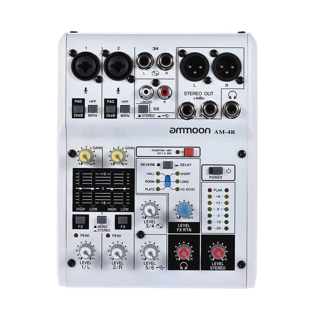 ammoon AM-6R 8-Channel Sound Card Digital Audio Mixer Mixing Console ...