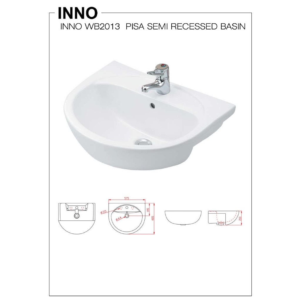 INNO PISA SEMI RECESSED WASH BASIN (WHITE) | Shopee Malaysia