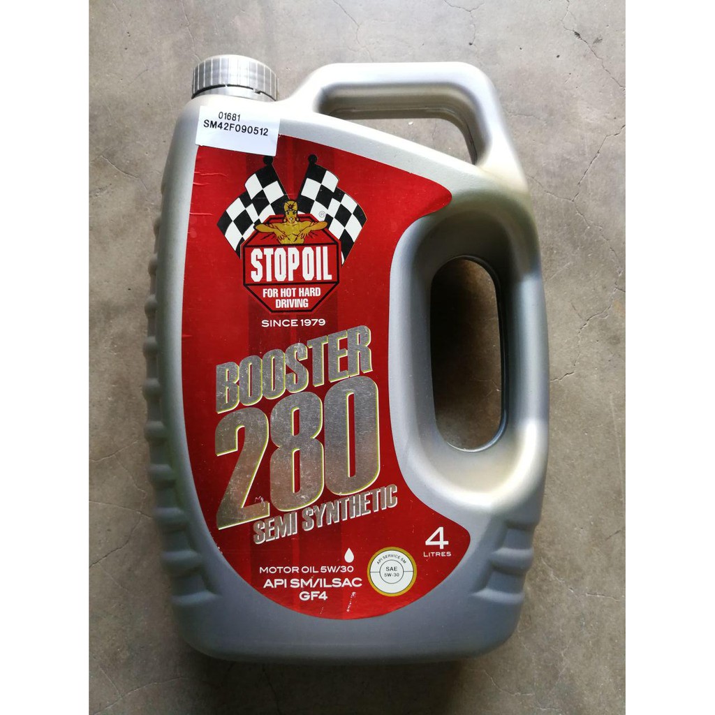 STOP OIL BOOSTER 280 MOTOR OIL 5W-30 API SM/ILAC GF4 (4 LITRE) | Shopee ...