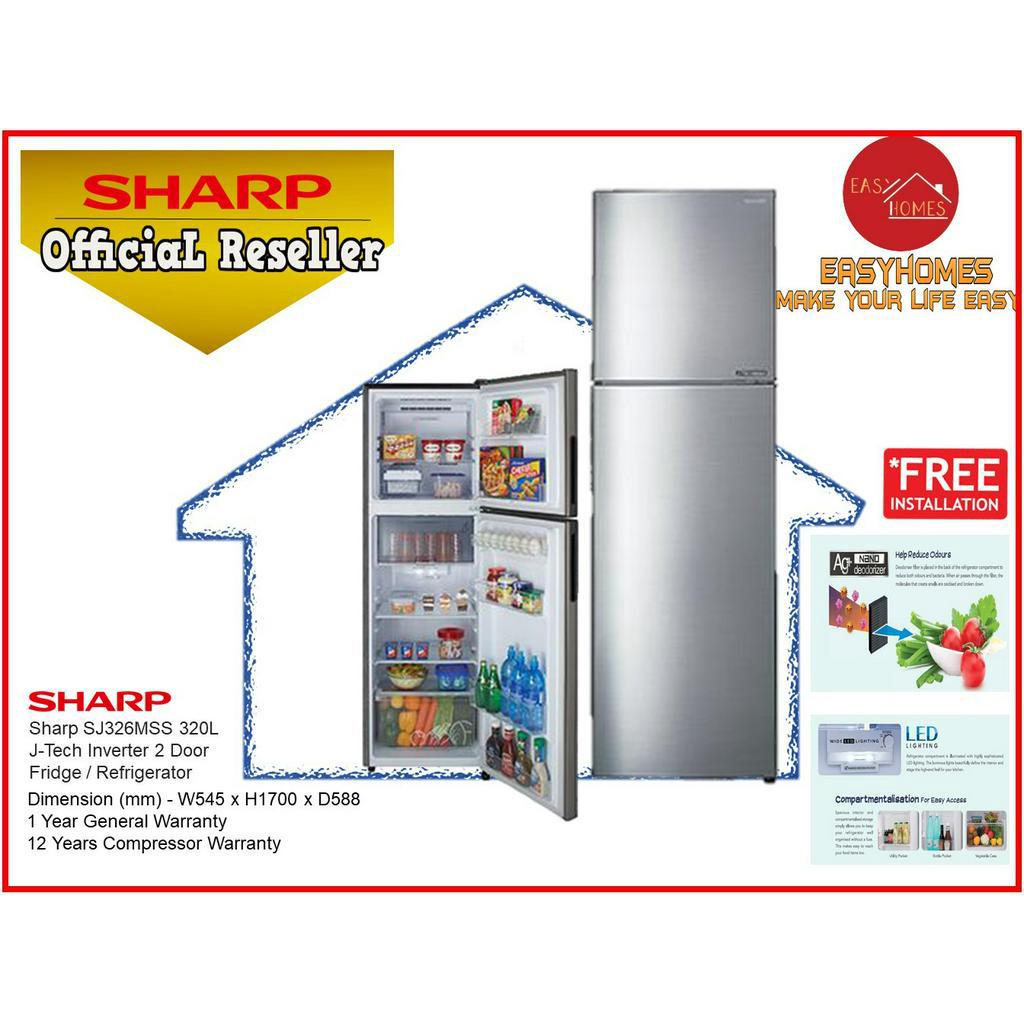 Sharp 320L J-Tech Inverter 2-Door Fridge Refrigerator SHP-SJ326MSS ...