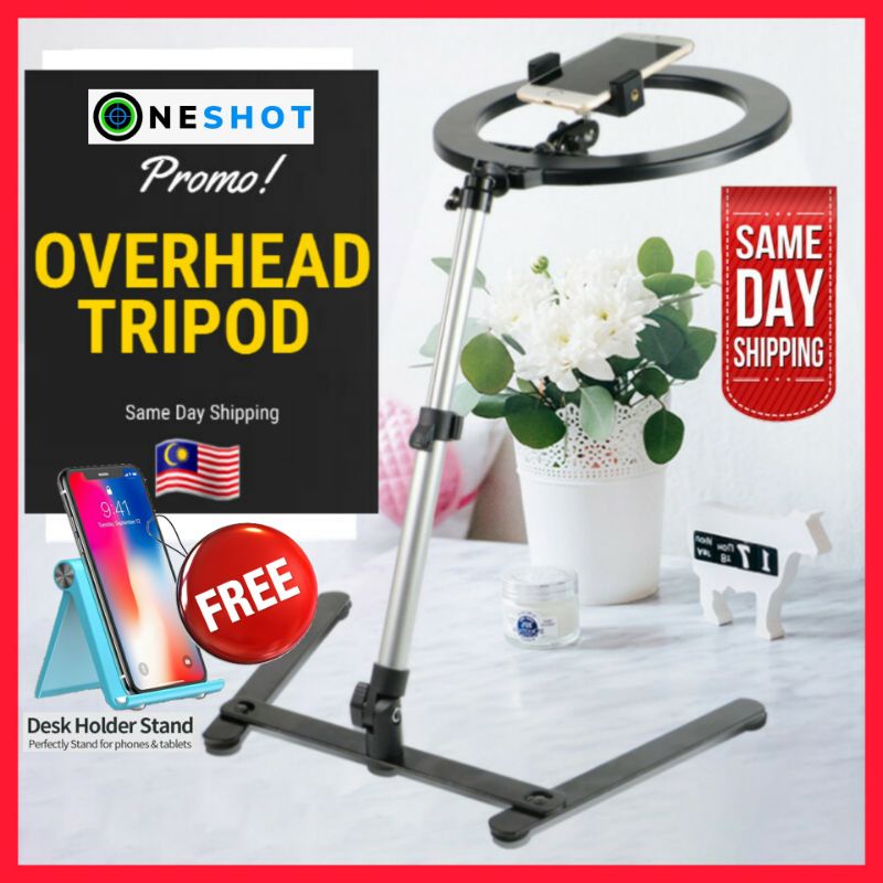 Flat lay tripod table top overhead tripod Phone stand camera mount with ...