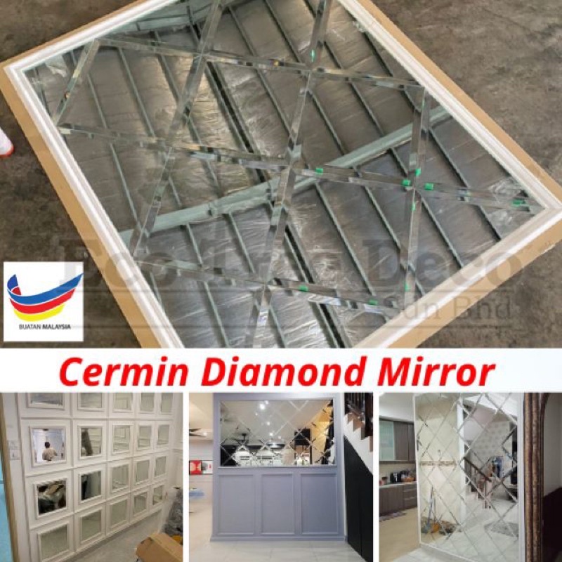 Diamond Mirror Grand Mirror 5mm (Ready Stock) Cermin Bevel Cermin ...