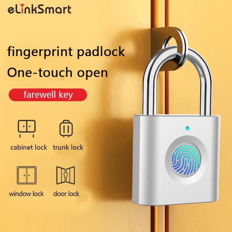 Silver Fingerprint Padlock Mini Portable Suitable For Gym Cabinet ...