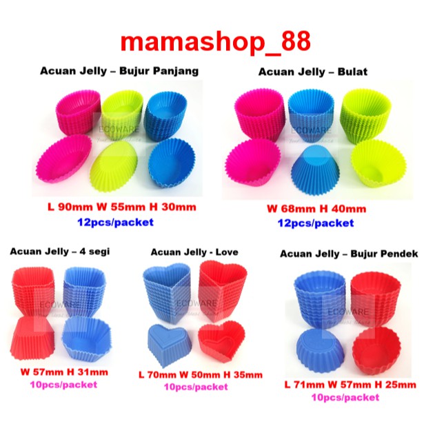 Jelly Cup /Jelly Mould /Muffin Cup/Pudding Cup/Acuan Jeli (Bulat /Bujur ...