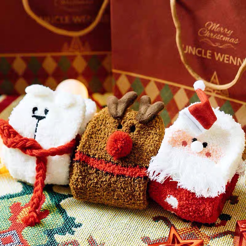 Cute Christmas socks Gift Box (3 sock of Santa Claus, Reindeer and ...