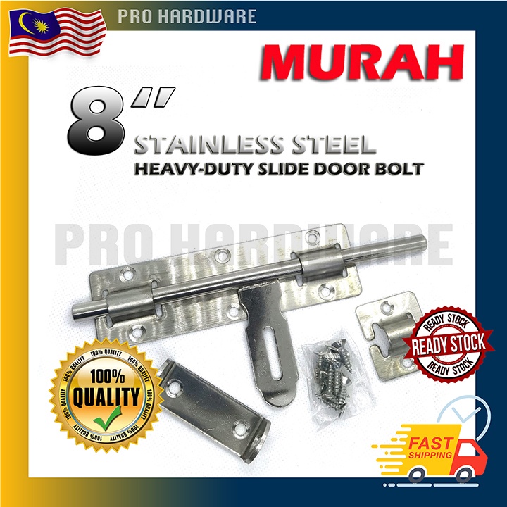 8" S/Steel Slide Door Bolt Barrel Hasp Heavy-Duty Safety Latch Padlock ...