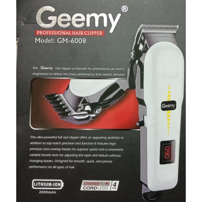 ORIGINAL GEEMY GM-6008 PROFESSIONAL HAIR TRIMMER AND CLIPPER. | Shopee ...