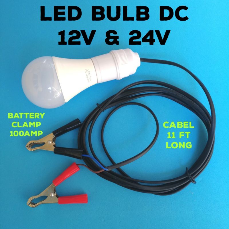 Bateri LED Bulb 15W DC 12V/24V Alligator Clamp Battery Clip (AMARON ...