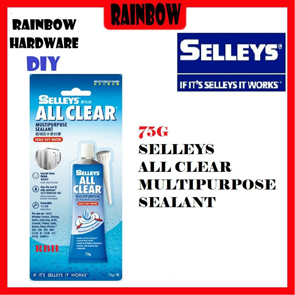 SELLEYS ALL CLEAR MULTIPURPOSE SEALANT 75G (SEALS OUT WATER)多用途透明防水密封胶 ...