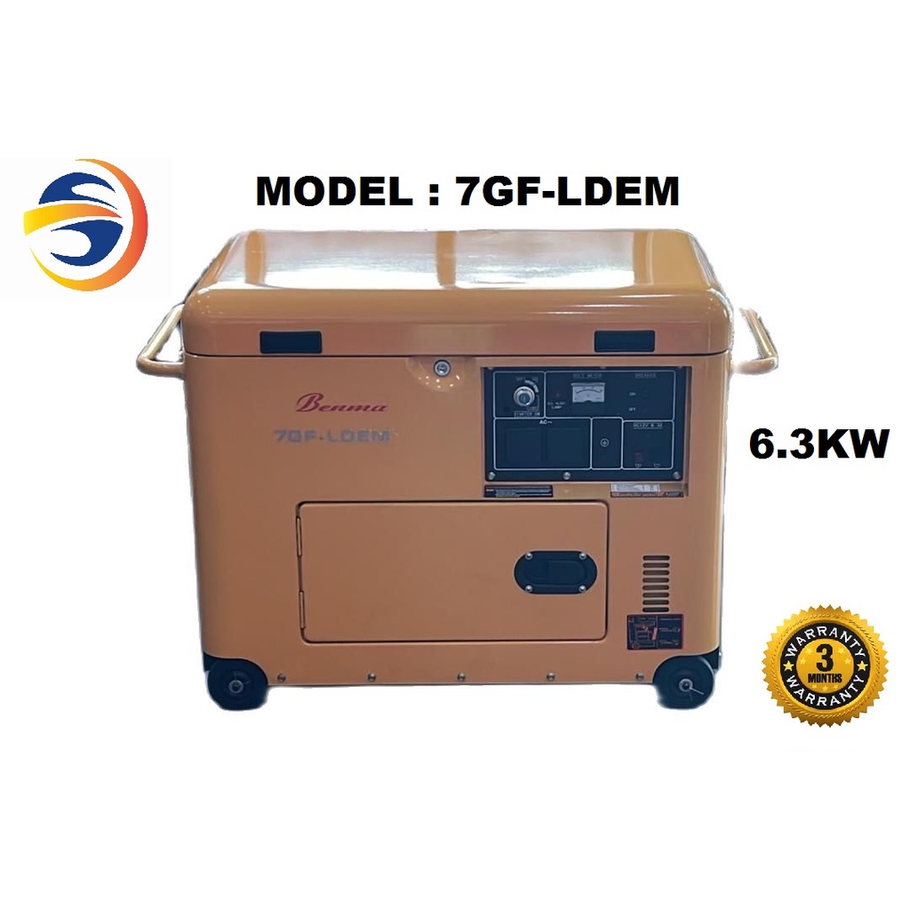 BENMA 6.3KW SILENT CANOPY DIESEL GENERATOR SET - 7GF-LDEM (TOP OPEN ...